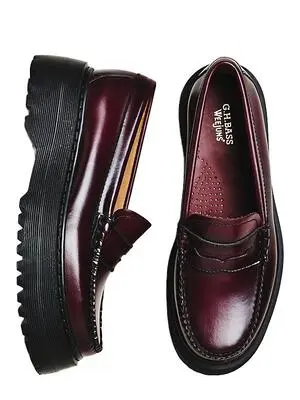 G.H.BASS Weejuns Whitney Super Lug Loafers - Wine