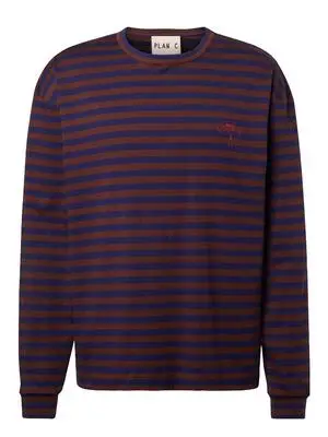 Plan C Striped Cotton Jersey T-shirt - Brown