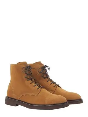 Brunello Cucinelli Suede Lace-up Boots - Beige