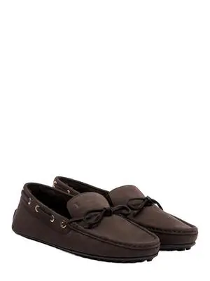 TOD'S Gommino Shearling-lined Suede Boat Shoes - Brown