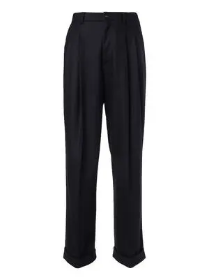 Dolce & Gabbana Virgin Wool Wide-leg Trousers - Black
