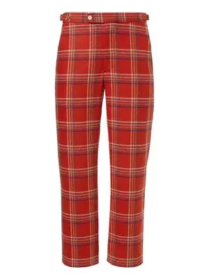 BODE Gable Plaid Wool Flannel Straight Pants - Red