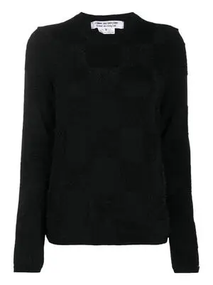 Comme Des Garçons Solid Color Fringe Sweater - Black