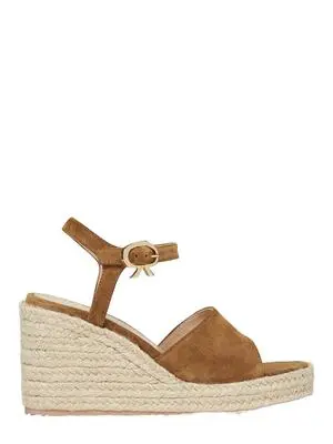 GIANVITO ROSSI Suede Wedge Espadrille Sandals - Brown