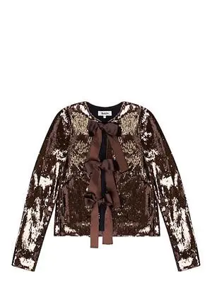 RO&ZO Sequin-embellished Bow-front Jacket - Brown