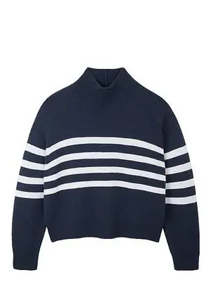 THE WHITE COMPANY Striped Wool And Cashmere-blend Jumper - Porce/navy