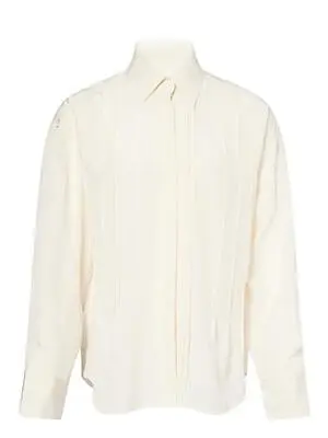 Victoria Beckham Pleated Relaxed-fit Silk Shirt - Ivory