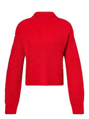 Good American Chunky Mock-neck Knitted Jumper - Chili001