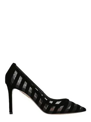 AQUAZZURA 85 Suede And Mesh Courts - Black