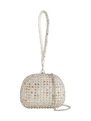 SELF-PORTRAIT Crystal-embellished Satin Clutch - Multi