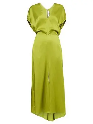 Victoria Beckham Blouson-sleeve Crepe-satin Midi Dress - Parakeet