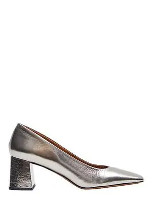 JOSEPH Metallic Leather Heeled Pumps - Gunmetal