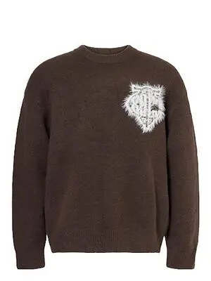 THE COUTURE CLUB Fluffy Emblem Knitted Jumper - Brown
