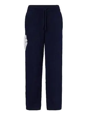 THE COUTURE CLUB Monogram Emblem Straight-leg Knitted Jogging Bottoms - Navy