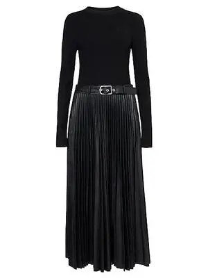 Simkhai Abilene Pleated Woven Midi Dress - Black