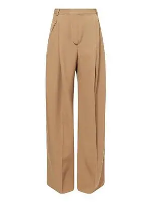Victoria Beckham Wide-leg High-rise Wool Trousers - Dark Camel