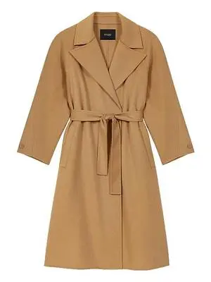 Maje Double-faced Relaxed-fit Wool-blend Coat - Camel