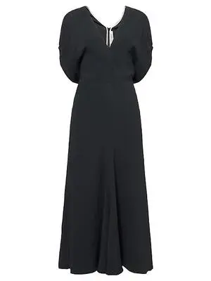Victoria Beckham Blouson-sleeve Fluid-cady Midi Dress - Black