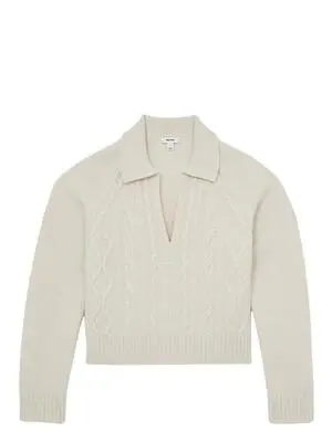 REISS Cable-knit Wool And Cashmere-blend Jumper - Ivory