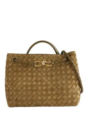 Bottega Veneta Andiamo Medium Suede Tote Bag - Mud-m Brass-mud