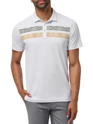 Travis Mathew Perfect Memory Chest Stripe Cotton Blend Piqué Polo - White