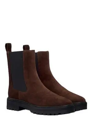 REFORMATION Katerina Lug Sole Chelsea Boot - Espresso Suede