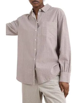 SEASALT CORNWALL Sea Path Oversize Organic Cotton Button-up Shirt - Mini Sunrise Elderberry