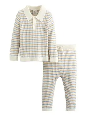 Nordstrom Striped Cotton Blend Sweater & Leggings Set - Ivory Egret Stripe