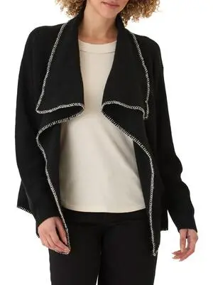 THREADS 4 THOUGHT Esme Cozy Blanket Stitch Waterfall Cardigan - Black