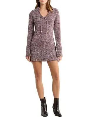 Free People Milena Mini Sweater Dress - Chocolate Grape Combo