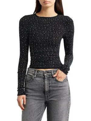 Free People Night Sky Studded Rib Top - Black
