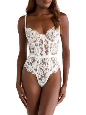 KILO BRAVA Lace Underwire Bodysuit - White