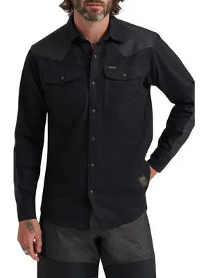Wrangler Filson X Two-tone Denim Western Snap-up Shirt - Black