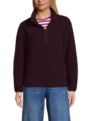 LANDS' END Half Zip High Pile Fleece Pullover - Lush Burgundy