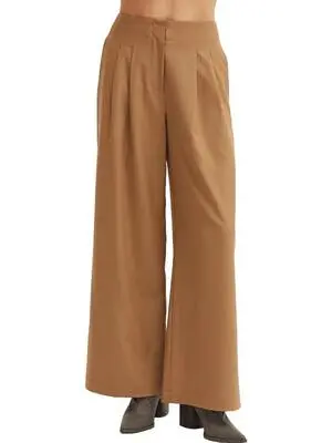 CRESCENT Pleated Wide-leg Trousers - Camel