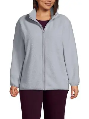 LANDS' END Cozy High Pile Fleece Jacket - Pale Gray