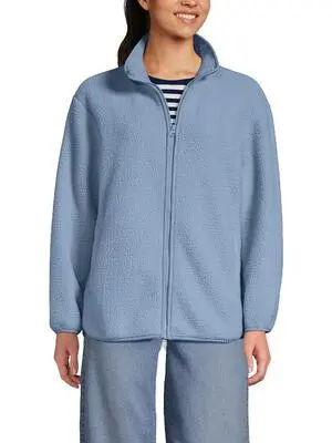 LANDS' END Cozy High-pile Fleece Jacket - Pale Slate Blue