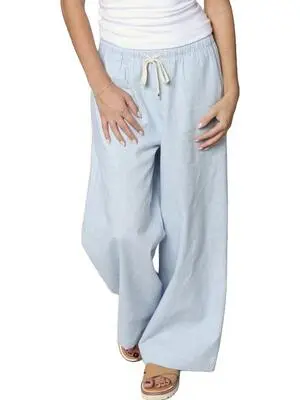 LEISURE LAB Linen Palazzo Pant - Azzuro