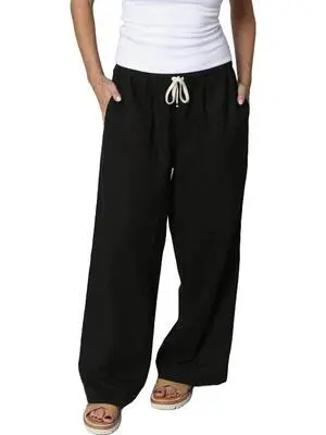 LEISURE LAB Linen Palazzo Pant Black