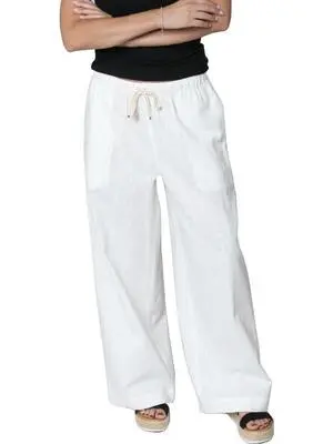 LEISURE LAB Linen Palazzo Pant - White