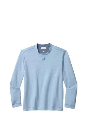 Tommy Bahama Abaco Split Neck T-Shirt Blue Muscari Heather