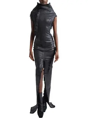 Rick Owens Concordians Etna Megacrust Denim Dress - Black
