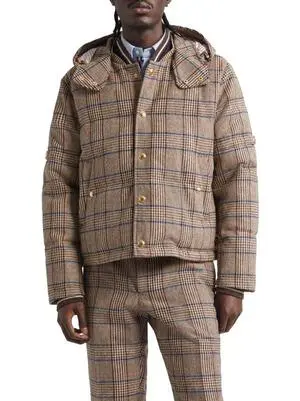 Thom Browne Hunting Wool Tweed Down Bomber Jacket - Dark Brown