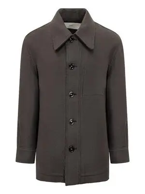Ami Overshirt In Dark Wool - Grey