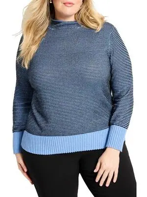 NIC+ZOE Pixel Knit Mock Neck Sweater