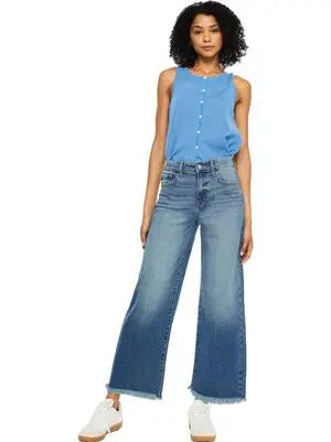 KANCAN High-rise Cropped Wide-leg Jeans - Medium Wash