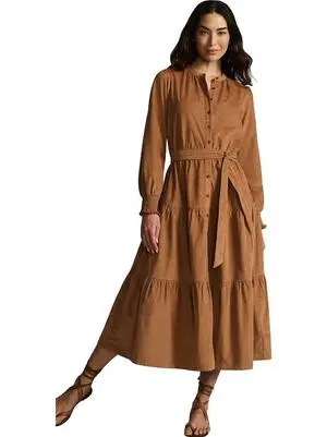 LANDS' END Pinwale Cord Smocked Sleeve Maxi Dress