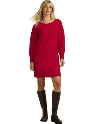LANDS' END Mini Sweater Dress With Bow Detail Rich Red