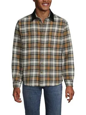 LANDS' END Authentic Flannel Shirt With Corduroy Collar