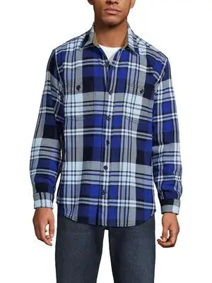 LANDS' END Authentic Flannel Shirt With Corduroy Collar